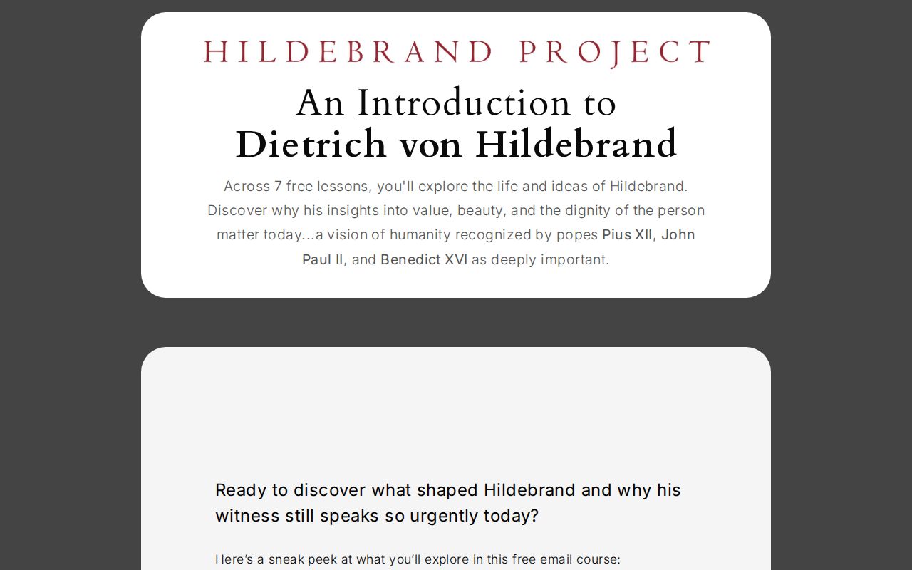 Introduction to Dietrich von Hildebrand - Free Course - Hildebrand Project